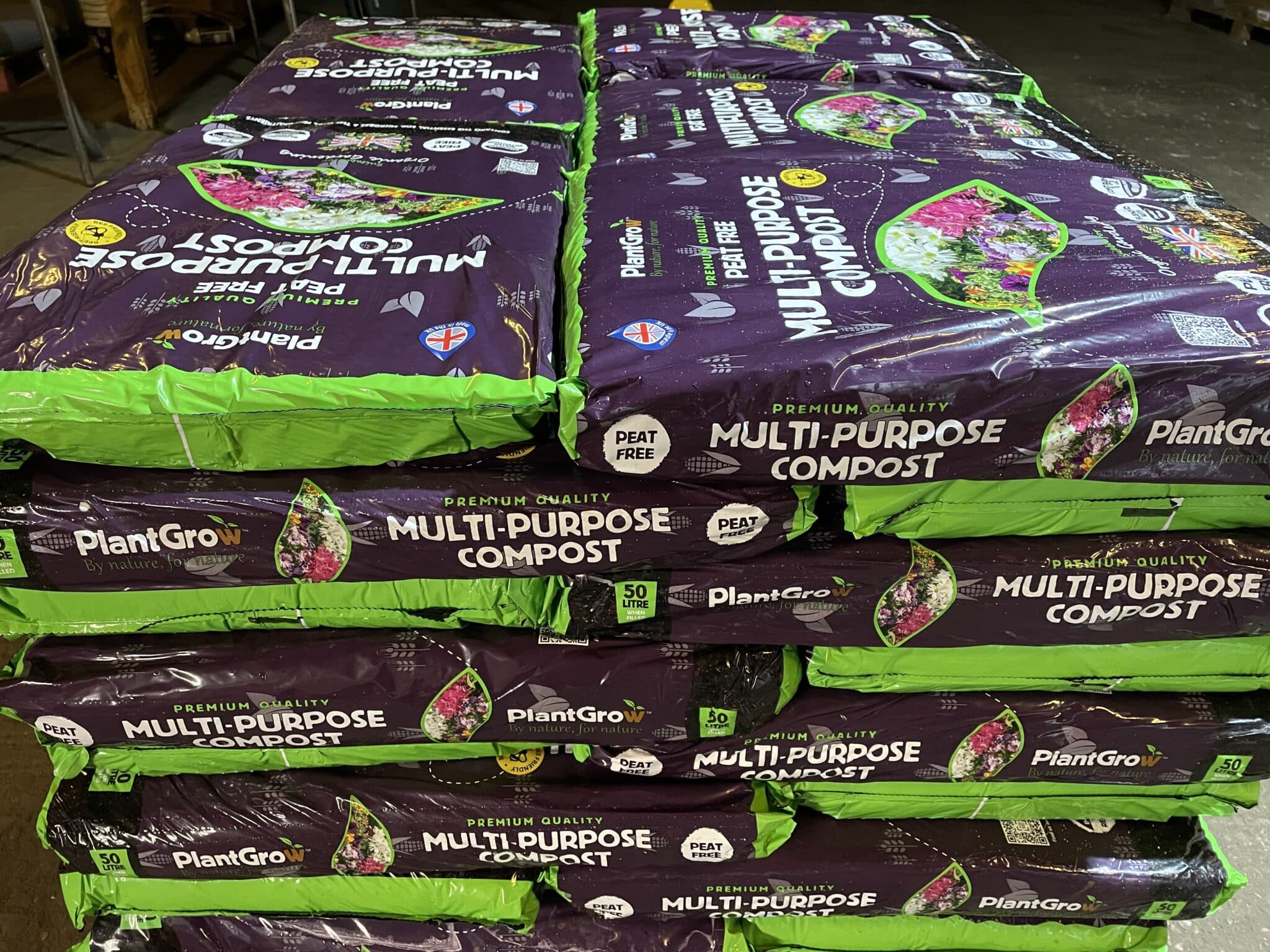 PlantGrow Multi-Purpose Peat Free Compost 40 x 50 litre bags - PlantGrow